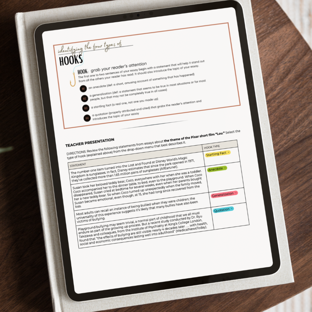 Hooks for Essays: How to Help Your Students Start Writing - Three Heads